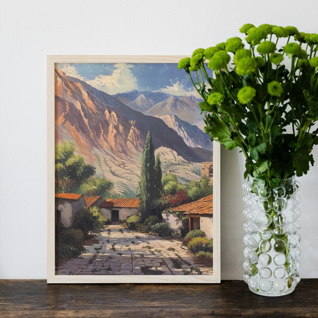 Vintage Chile Wall Art Painting, Instant Digital Download, Scenic ...