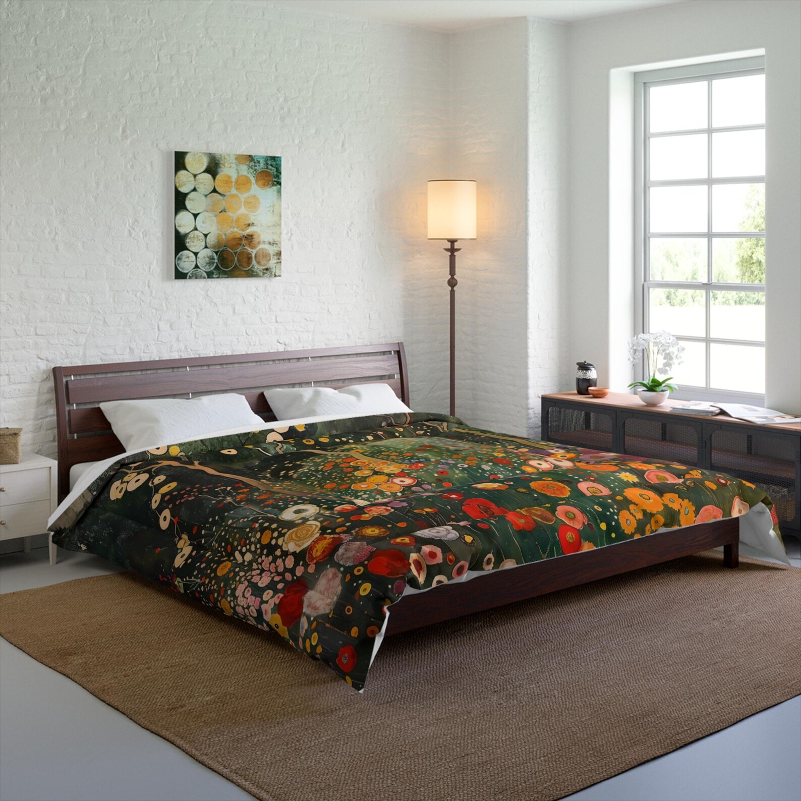 Gustav Klimt Inspired Bedspread, Green Botanical Summer Lightweight Bed ...