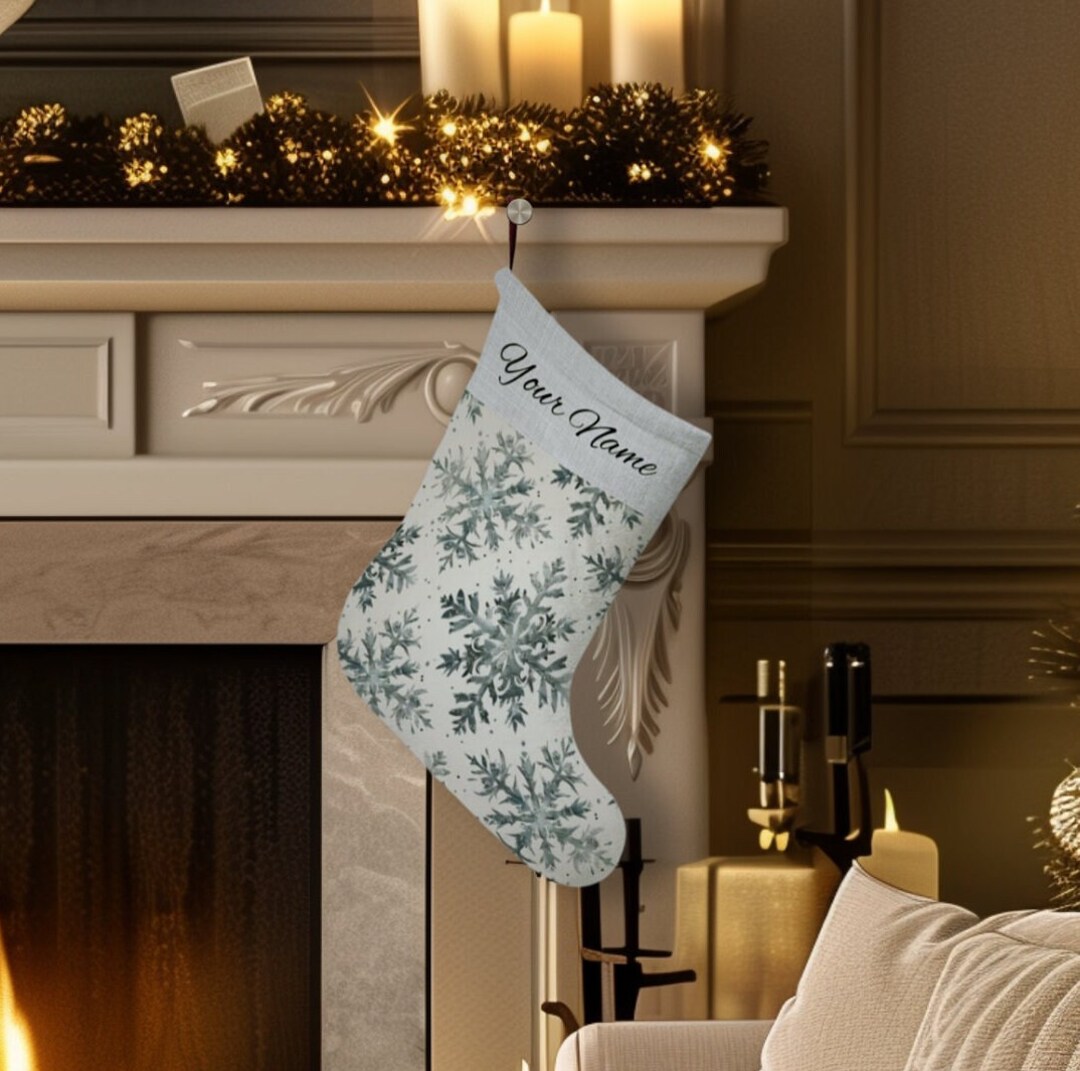 Personalized Snowflake Christmas Stocking With Your Name, 11" X 17 ...