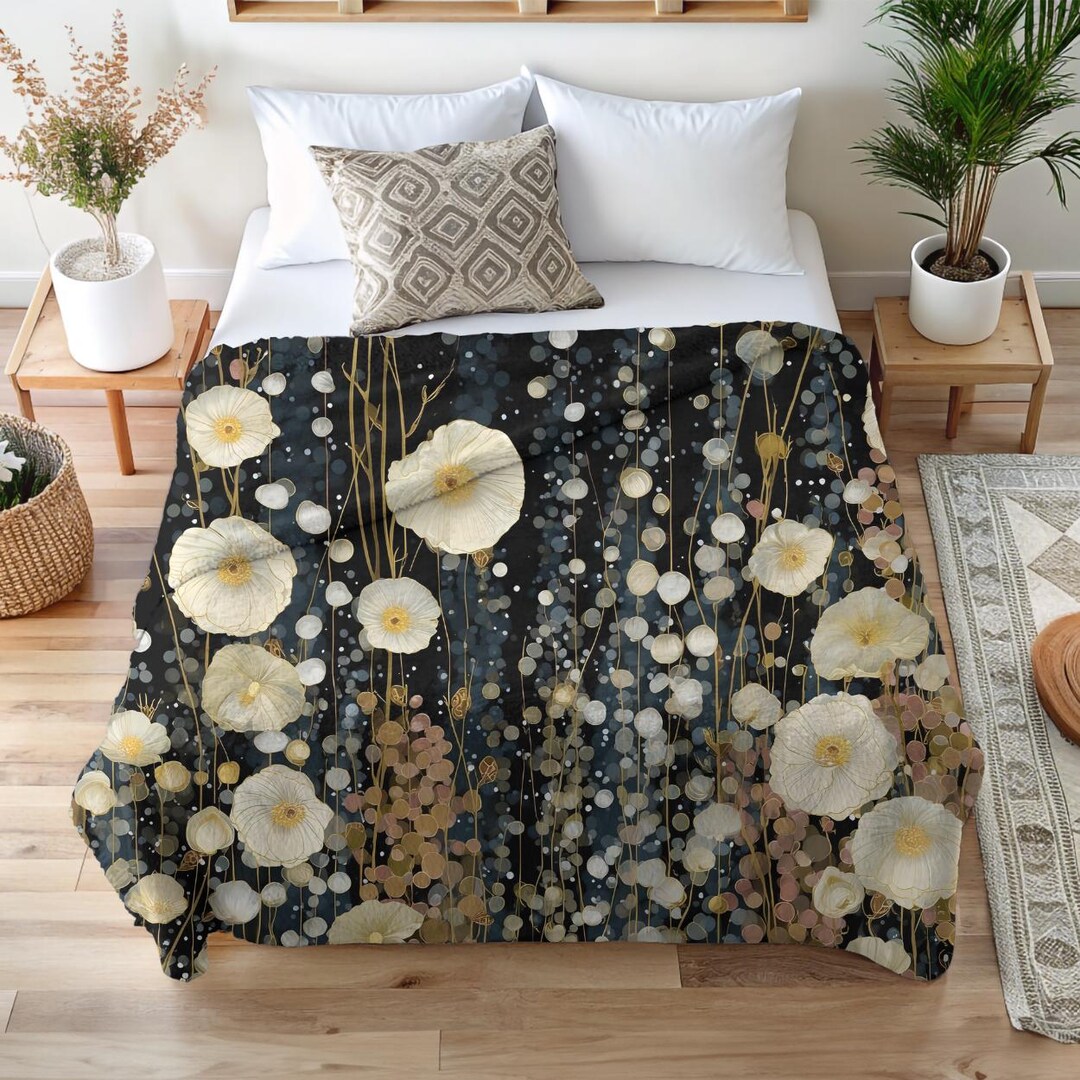 Gustav Klimt Inspired Bedspread, Lightweight Botanical Summer Bed ...