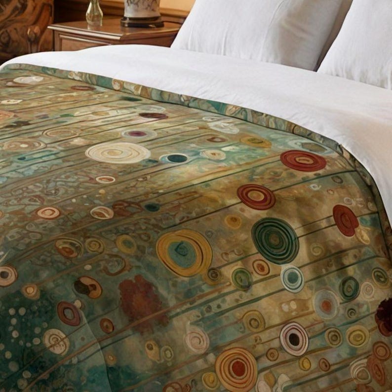 Gustav Klimt Inspired Bedspread, Botanical Summer Lightweight Bed ...