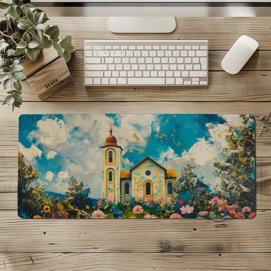 Church Gathering Desk Mat, Extra Large Christian Art Mousepad, Cute ...