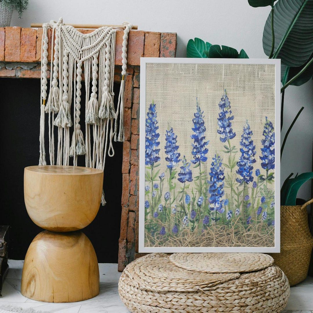 Bluebonnet Wall Art, Digital Print, Elegant Printable Wall Art ...