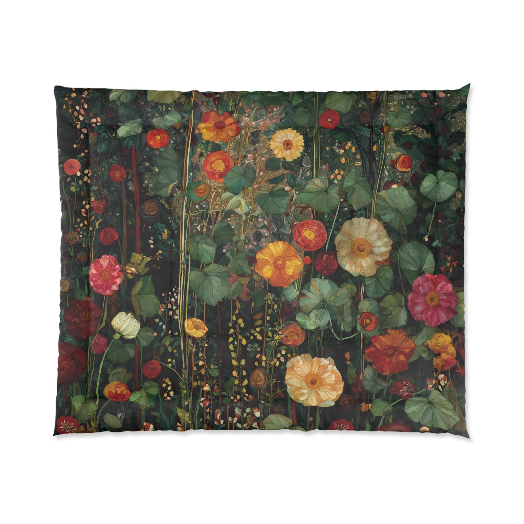 Gustav Klimt Inspired Bedspread, Lightweight Botanical Summer Bed ...