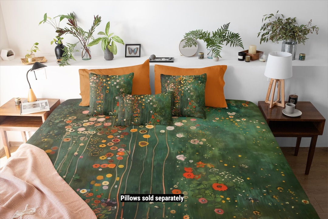 Gustav Klimt Inspired Bedspread, Lightweight Botanical Summer Bed ...