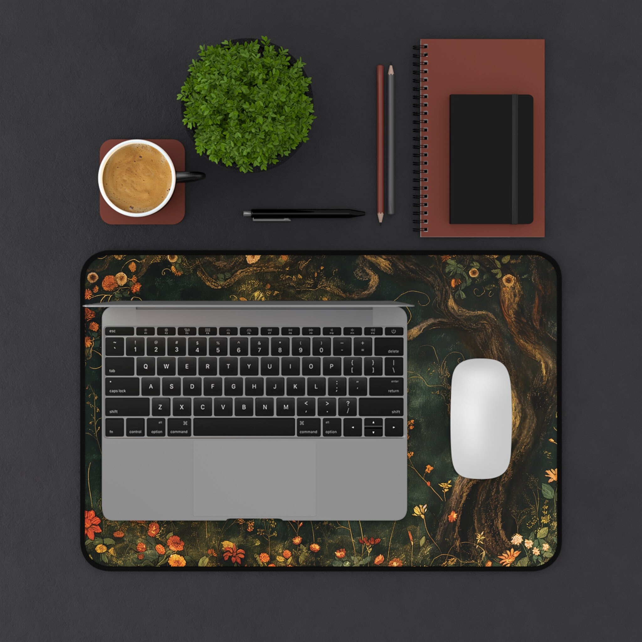 Botanical Desk Mat, Extra Large Cottagecore Mousepad, Cute Floral Desk ...