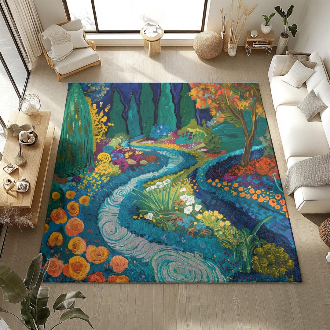 Van Gogh Inspired Area Rug, Funky, Colorful, & Unique Area Rugs, Custom ...