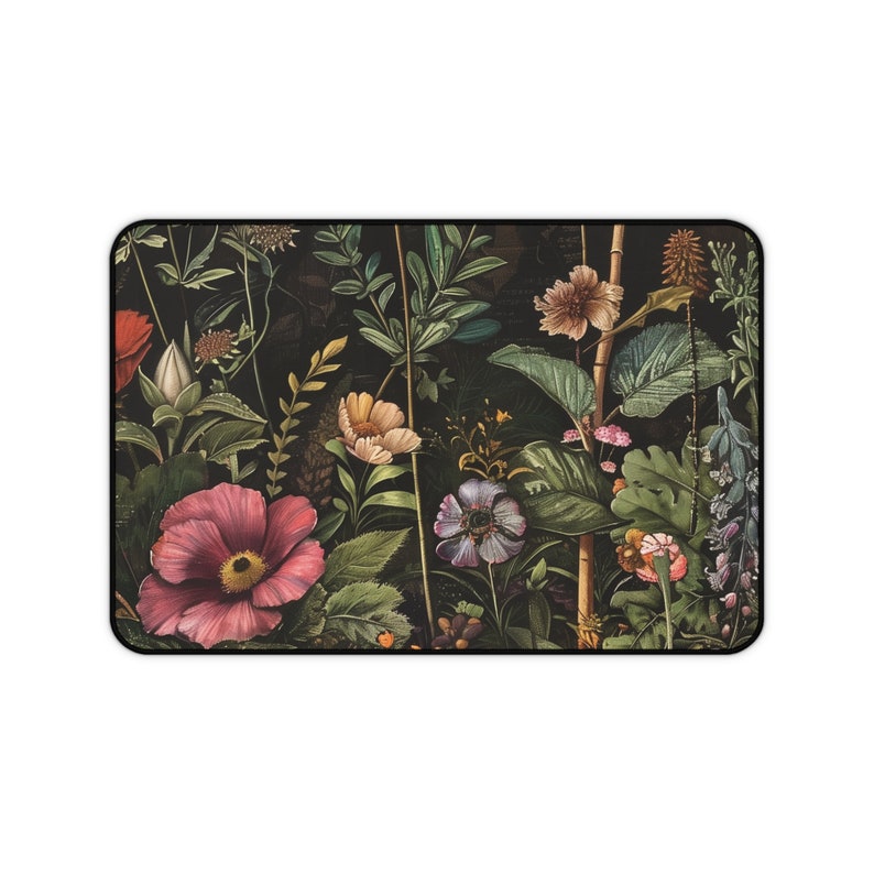 Botanical Desk Mat, Extra Large Cottagecore Mousepad, Cute Floral Desk ...