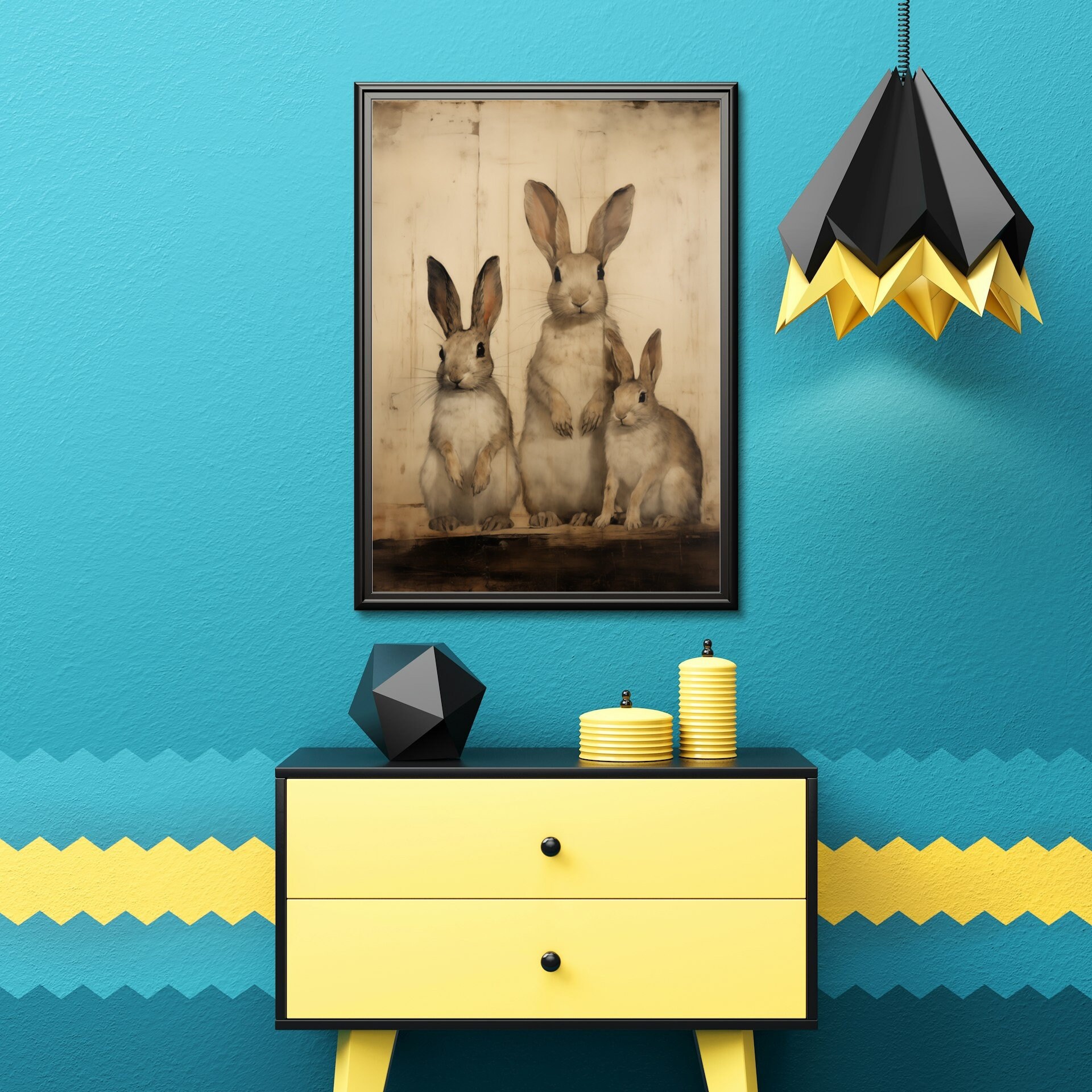 Rabbit Family Wall Art, Digital Print, Elegant Printable Wall Art ...