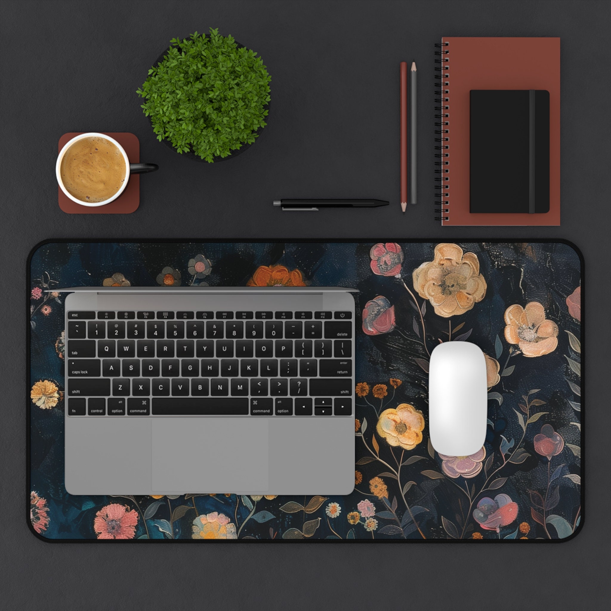 Botanical Desk Mat, Extra Large Cottagecore Mousepad, Cute Floral Desk ...