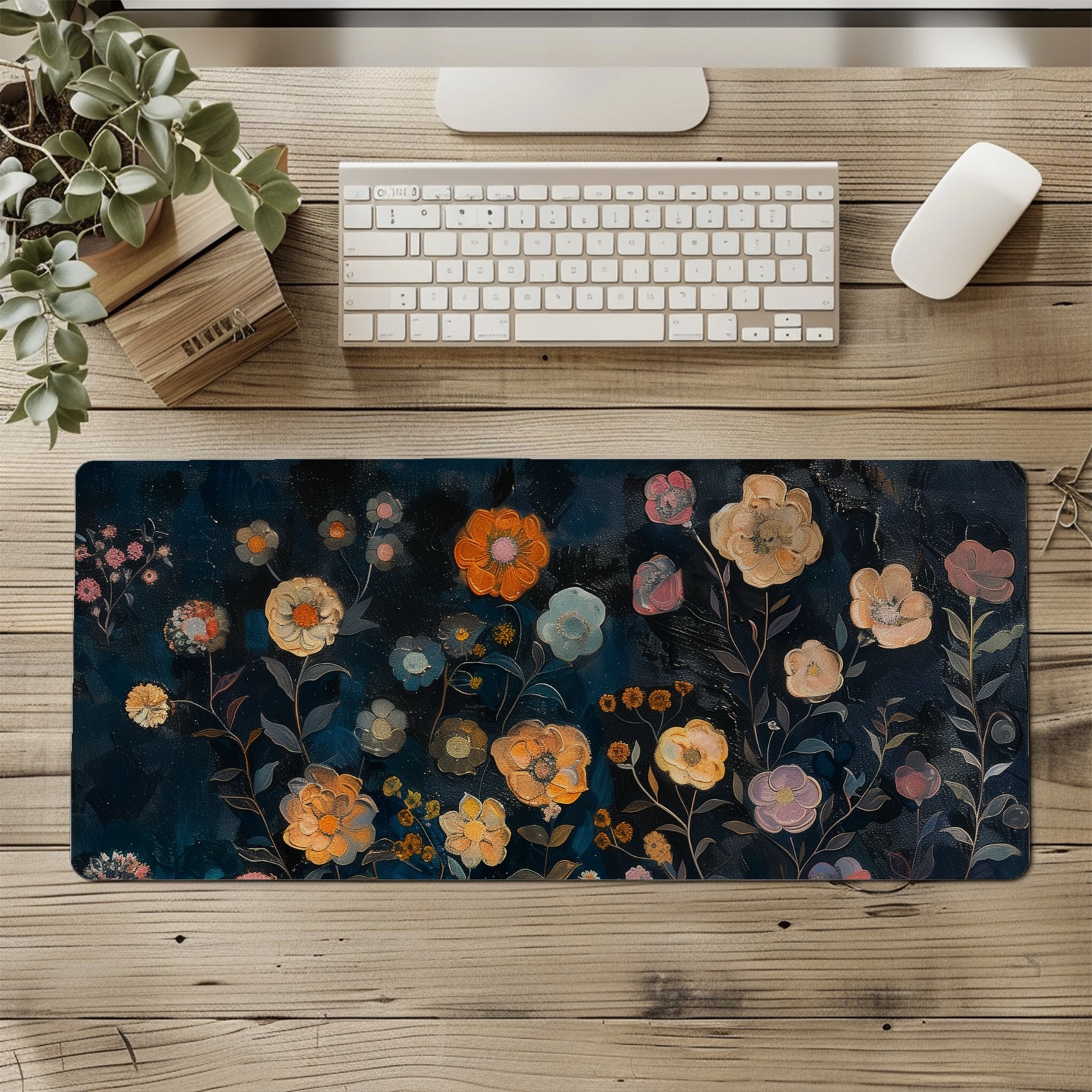 Botanical Desk Mat, Extra Large Cottagecore Mousepad, Cute Floral Desk ...