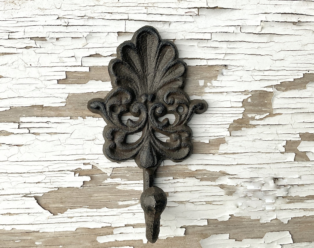 Victorian Style Shell Wall Hook , Cast Iron Hook , Entryway Hook Shabby ...