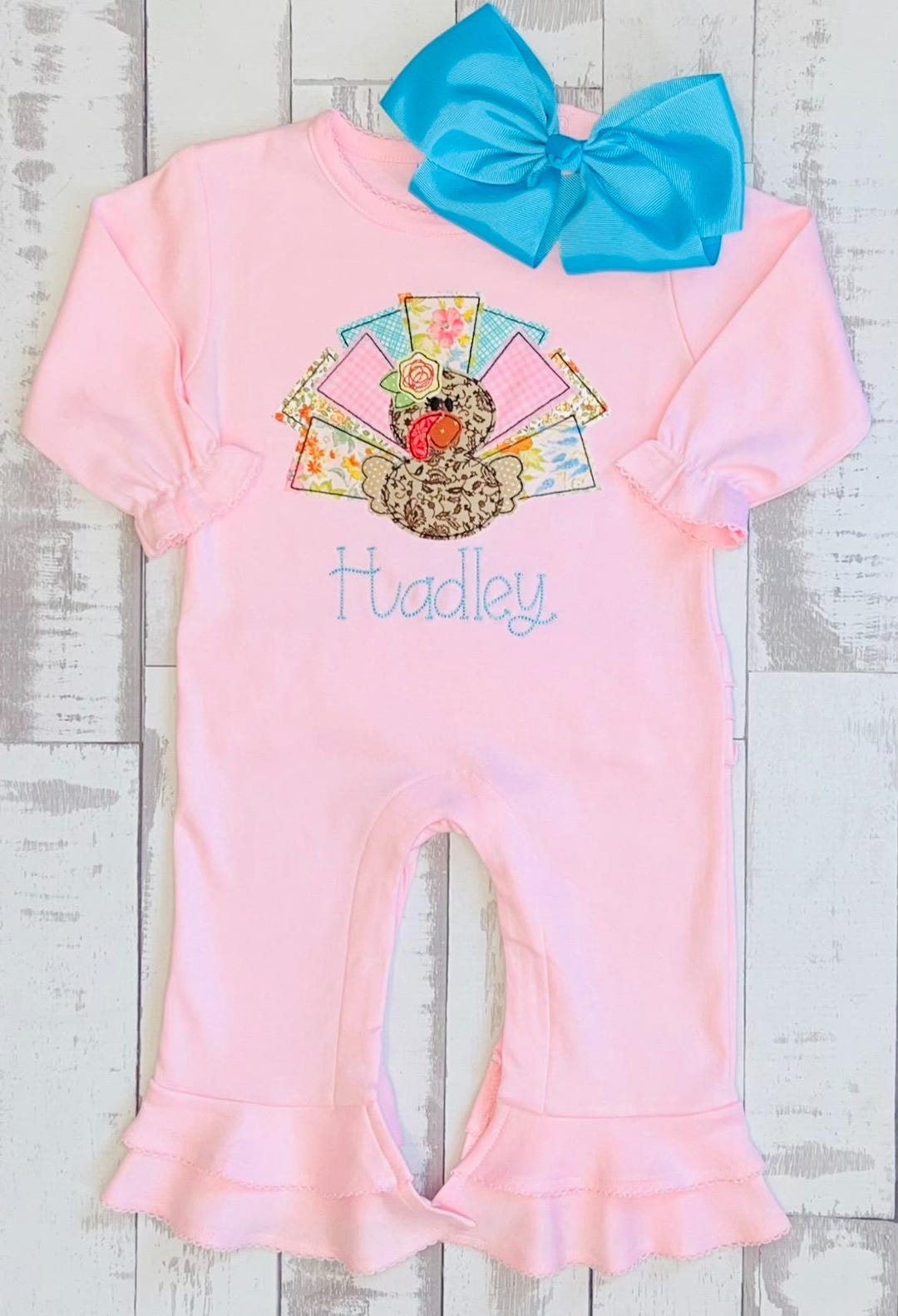 Turkey Applique Ruffle Romper, Baby Girl Thanksgiving Day Outfit ...