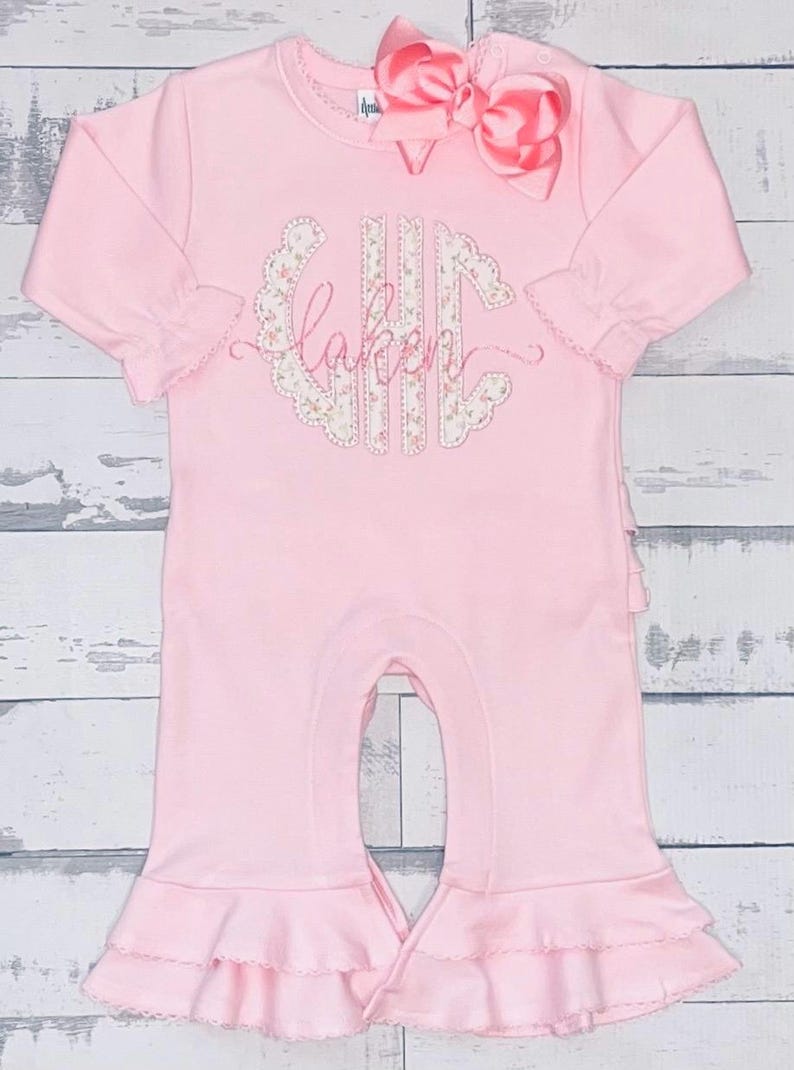 Baby Girl Monogram Ruffle Romper/personalized Ruffle Romper/infant Girl ...