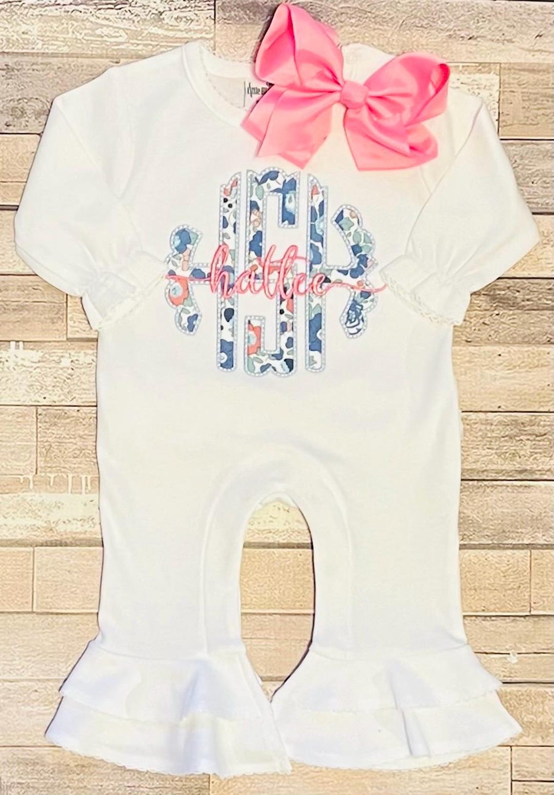 Baby Girl Monogram Ruffle Romper/personalized Ruffle Romper/infant Girl ...