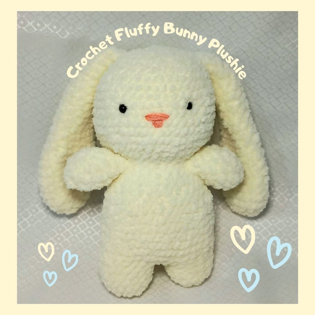 Crochet Fluffy Bunny Plushie - Etsy