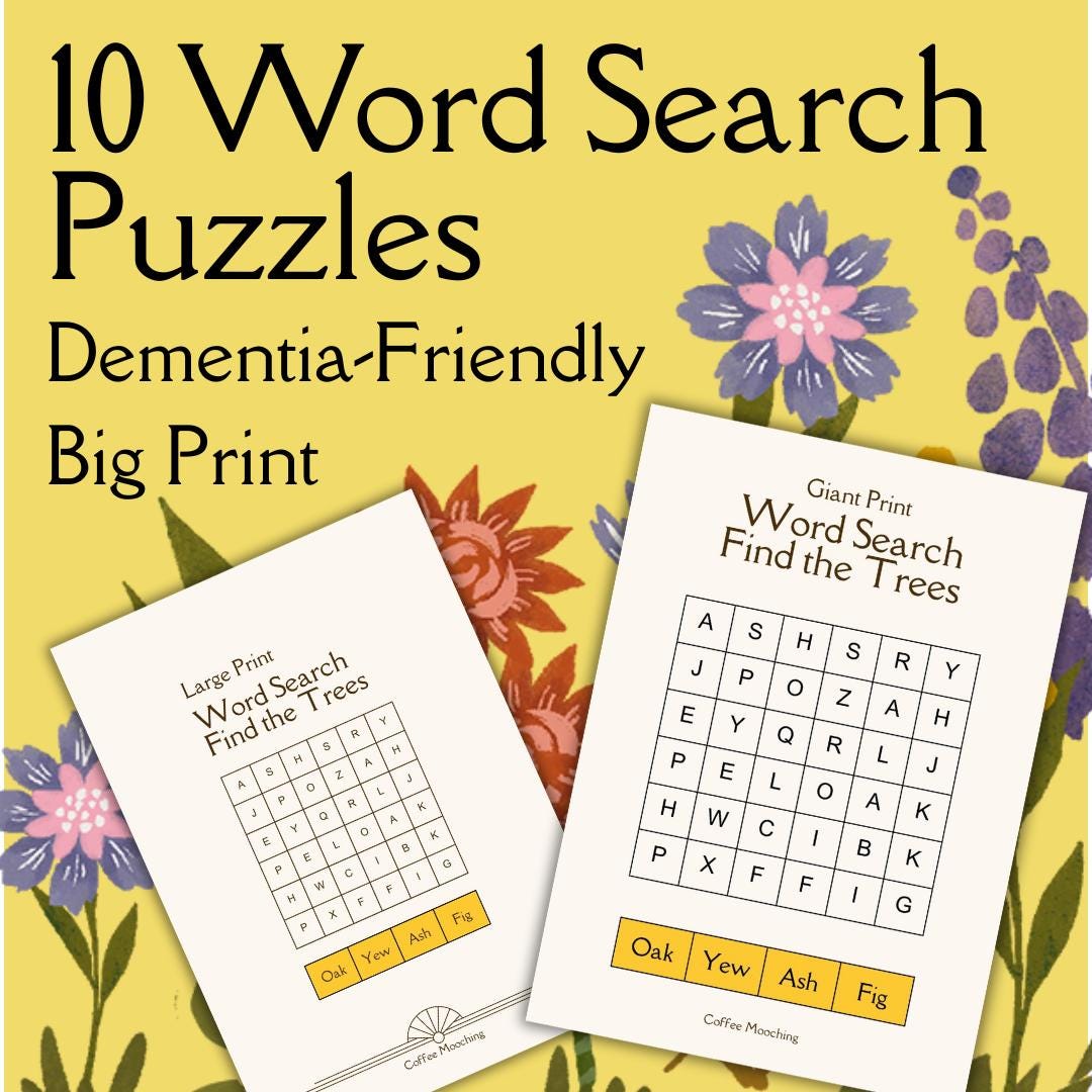 10 Easy Simple Mini Word Search Puzzles for Dementia Large Print Giant ...