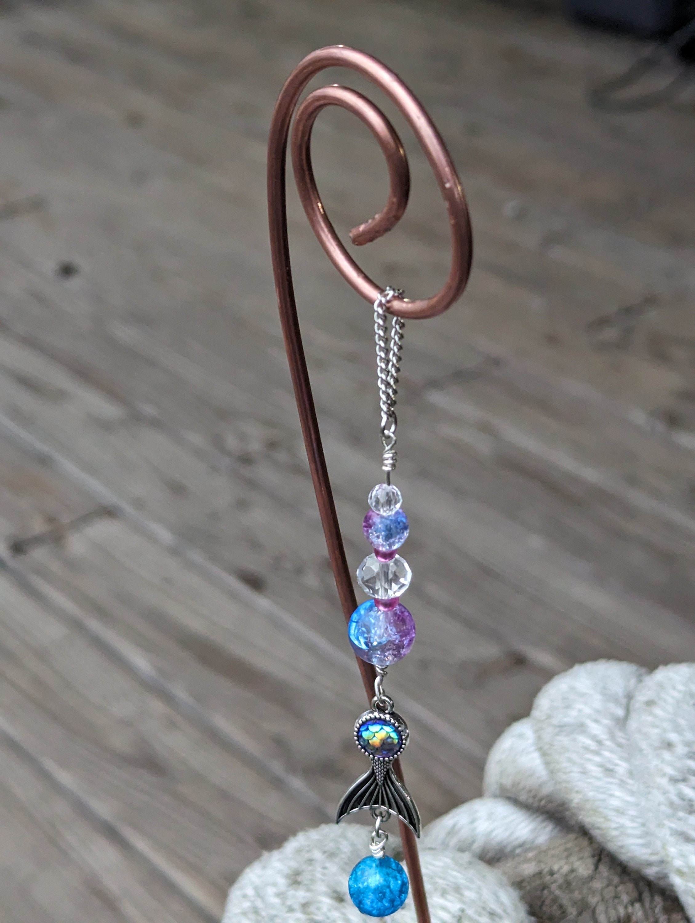 Mermaid Tail Suncatcher, Copper Garden Stake, Nautical Decor, Indoor ...