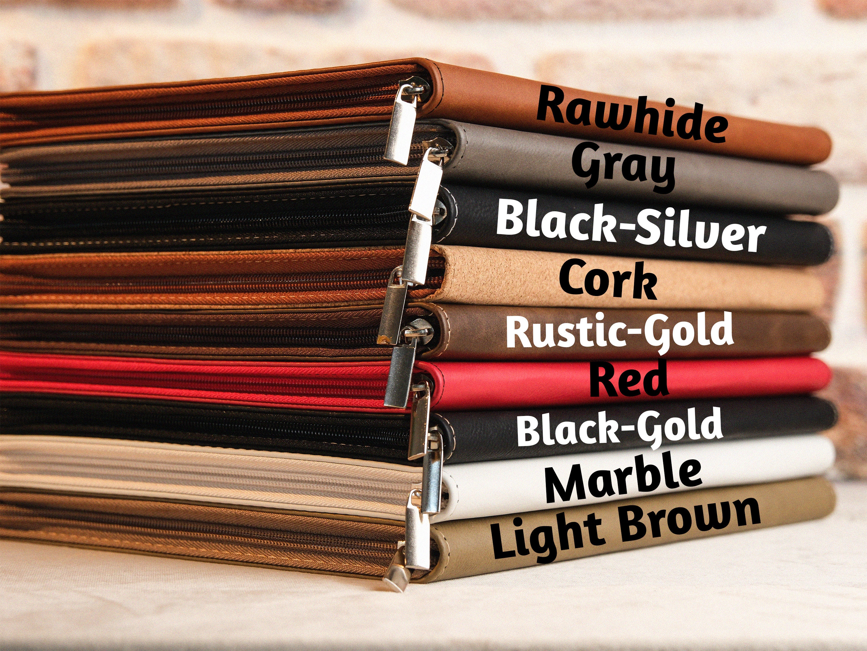 Personalized Leather Portfolio With Zipper, Refillable Portfolio ...