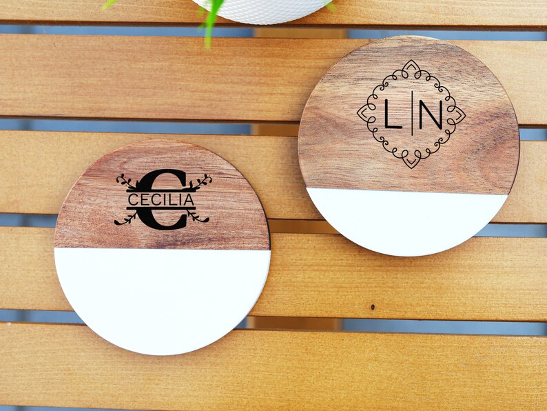 Personalized Resin Company Coaster, Logo Engraved Marble Resin Coaster ...