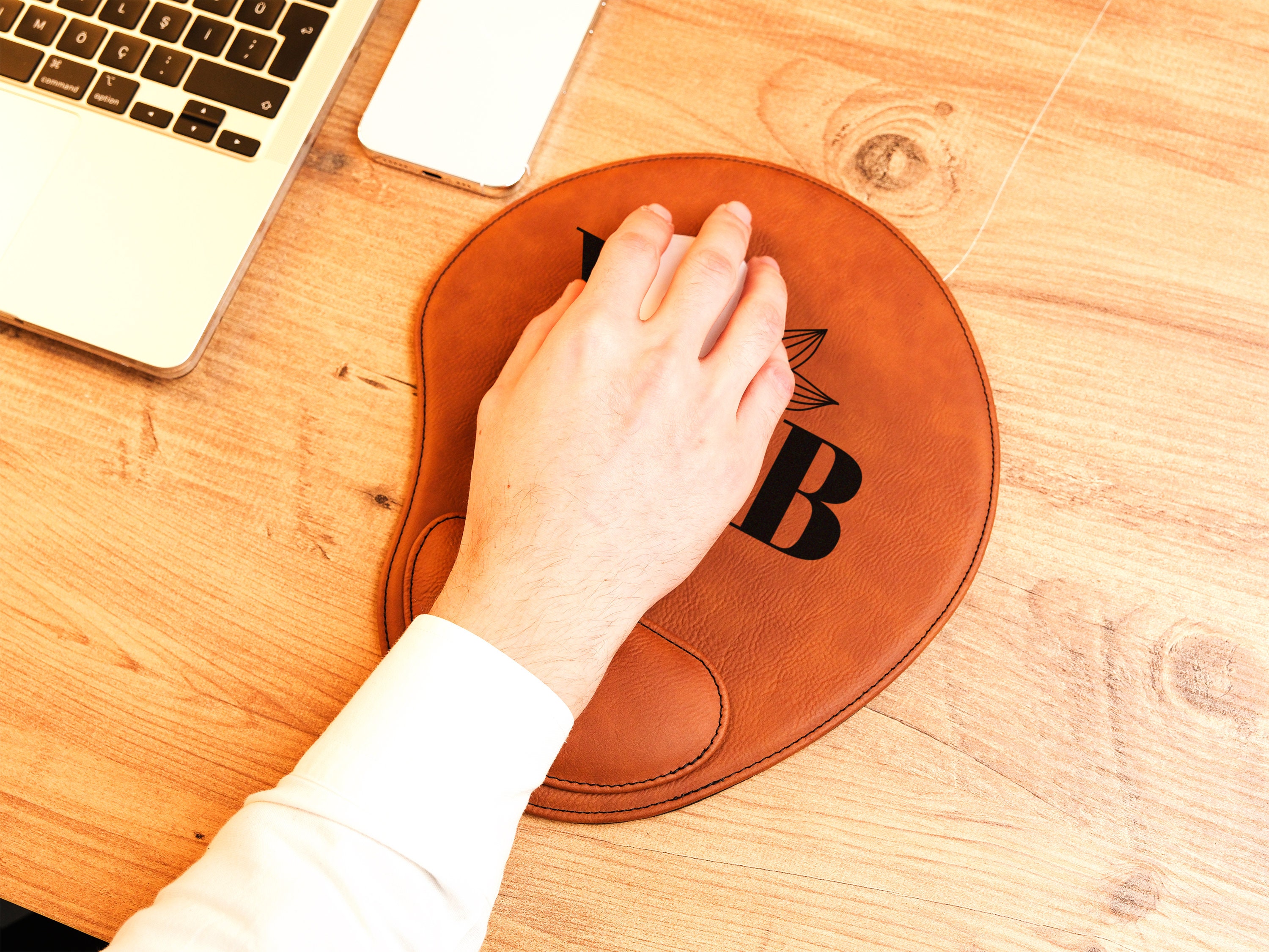 Custom Company Logo Mousepad, Leather Mousepad, Mousepad With Wrist ...