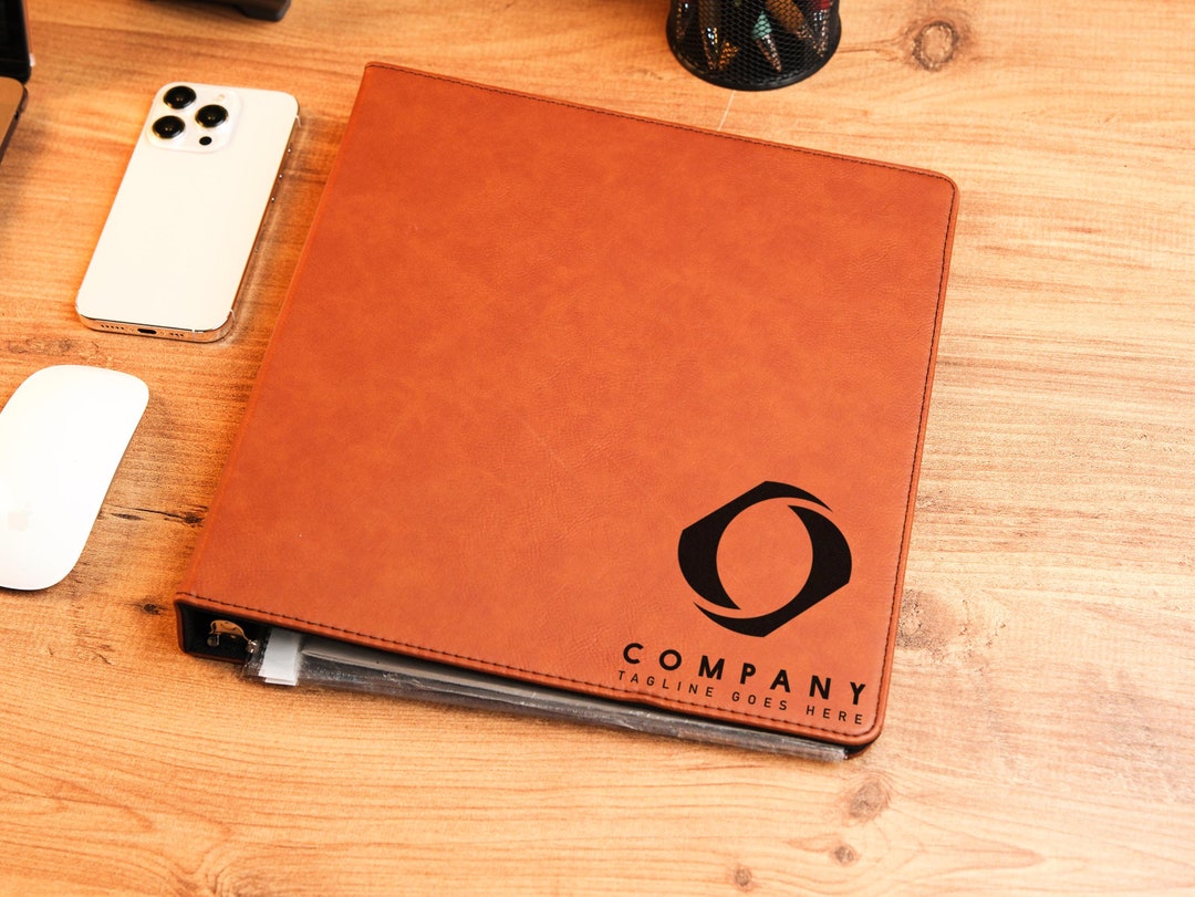 Custom Company Logo Binder, Personalized Binder, Leather Binder, 3-ring ...