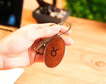 Personalized Zodiac Sign Keychain, Custom Zodiac Keychain, Oval ...