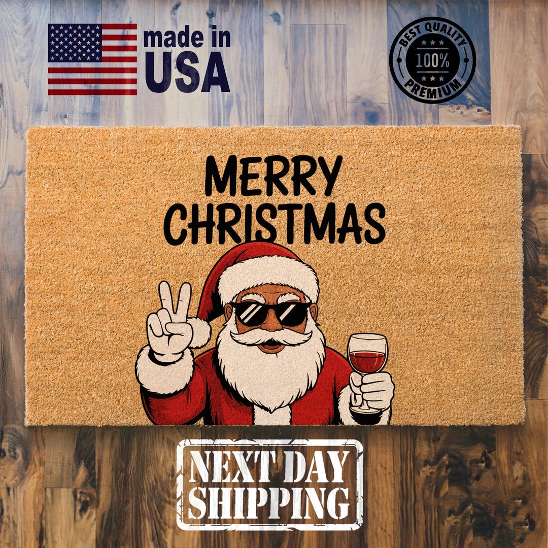 Funny Santa Doormat, Hippie Santa Welcome Mat, Christmas Decor, Front ...