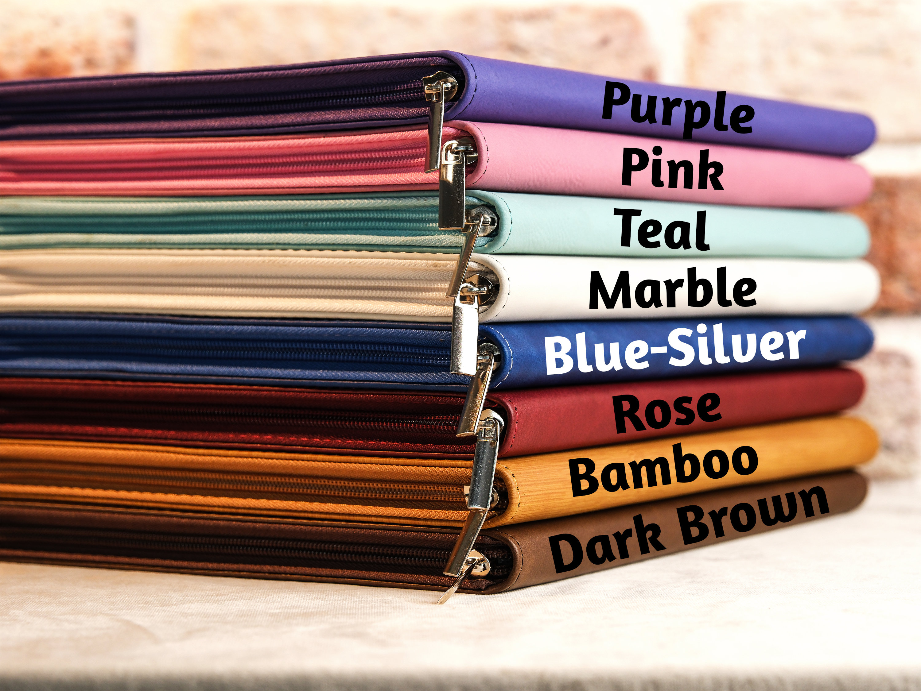 Personalized Leather Portfolio With Zipper, Refillable Portfolio ...