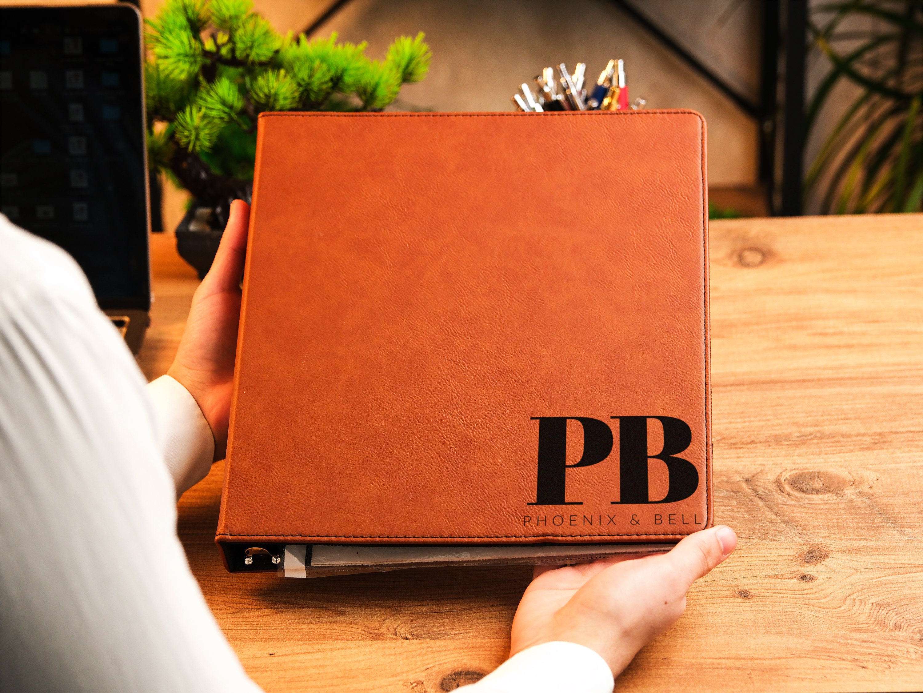 Custom Company Logo Binder, Personalized Binder, Leather Binder, 3-ring ...