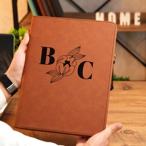 Personalized Leather Portfolio With Zipper, Refillable Portfolio ...