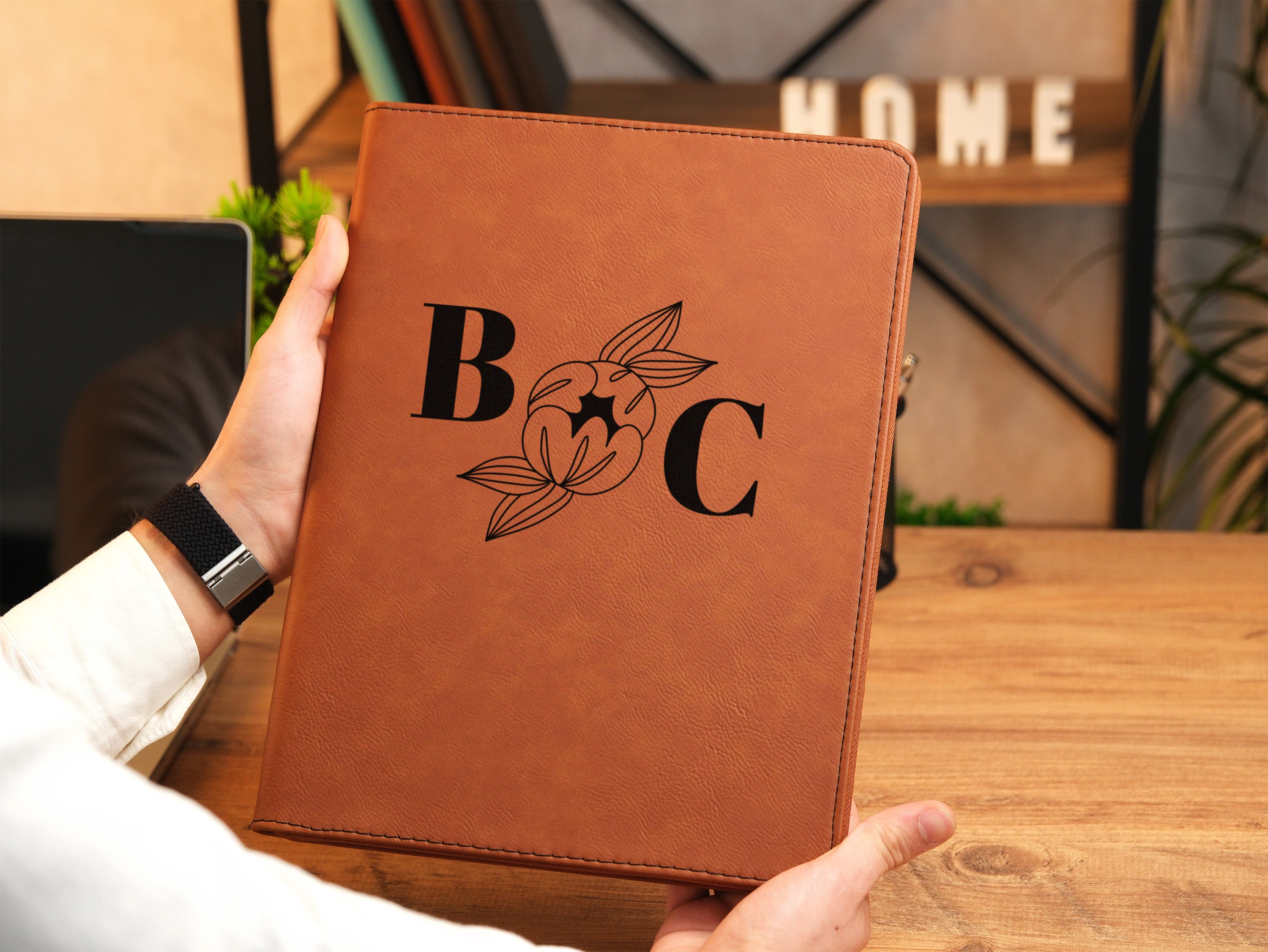Personalized Leather Portfolio With Zipper, Refillable Portfolio ...