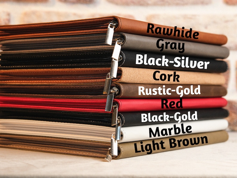 Custom Photo Engraved Leather Portfolio With Zipper, Refillable ...