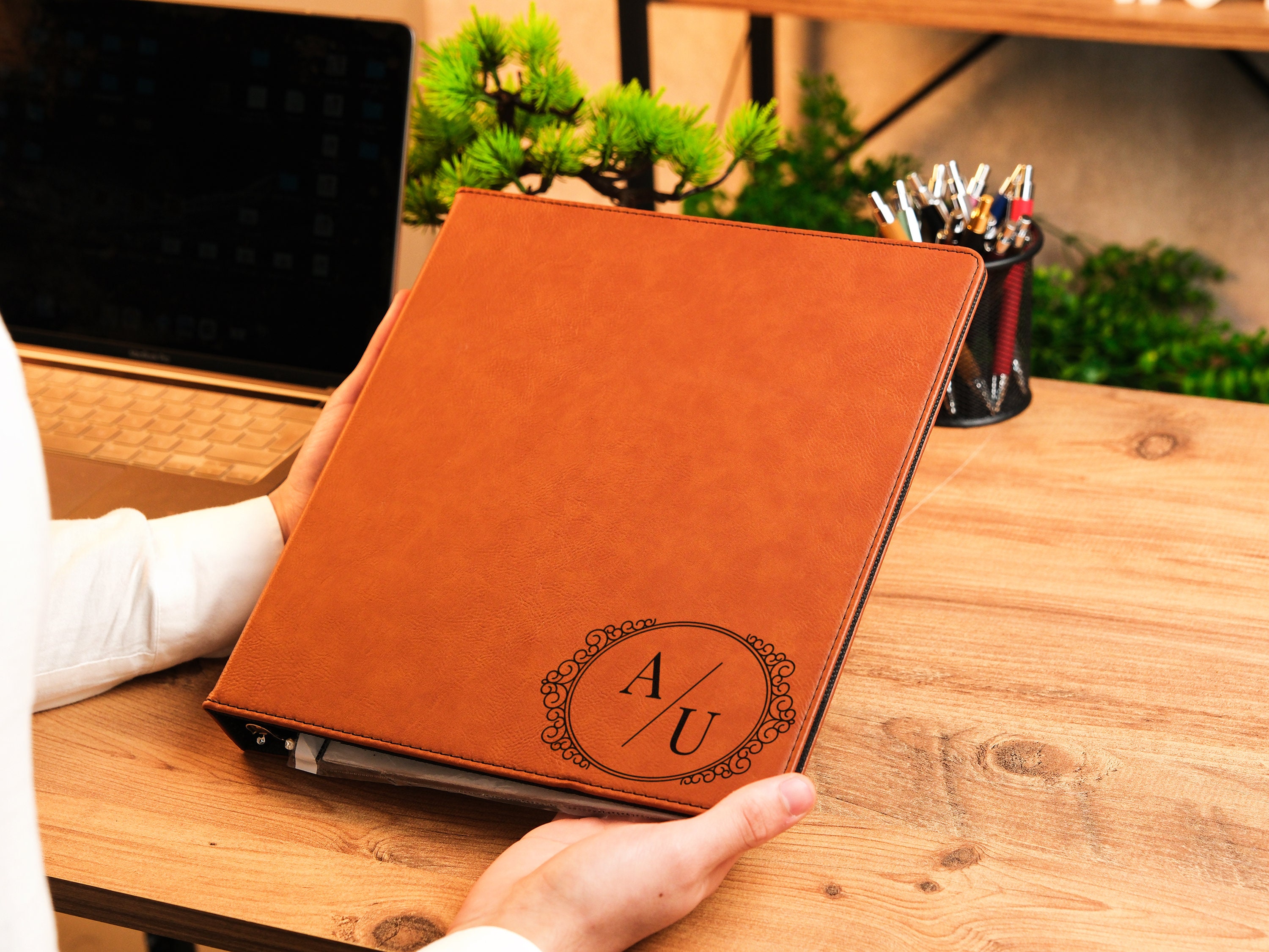 Custom Company Logo Binder, Personalized Binder, Leather Binder, 3-ring ...