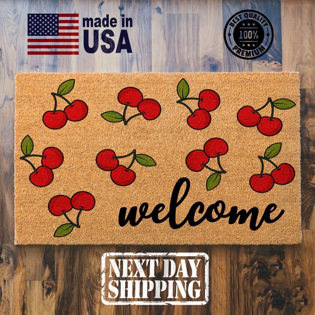 Cherry Welcome Doormat, Housewarming Gift, Welcome Doormat, Colorful ...