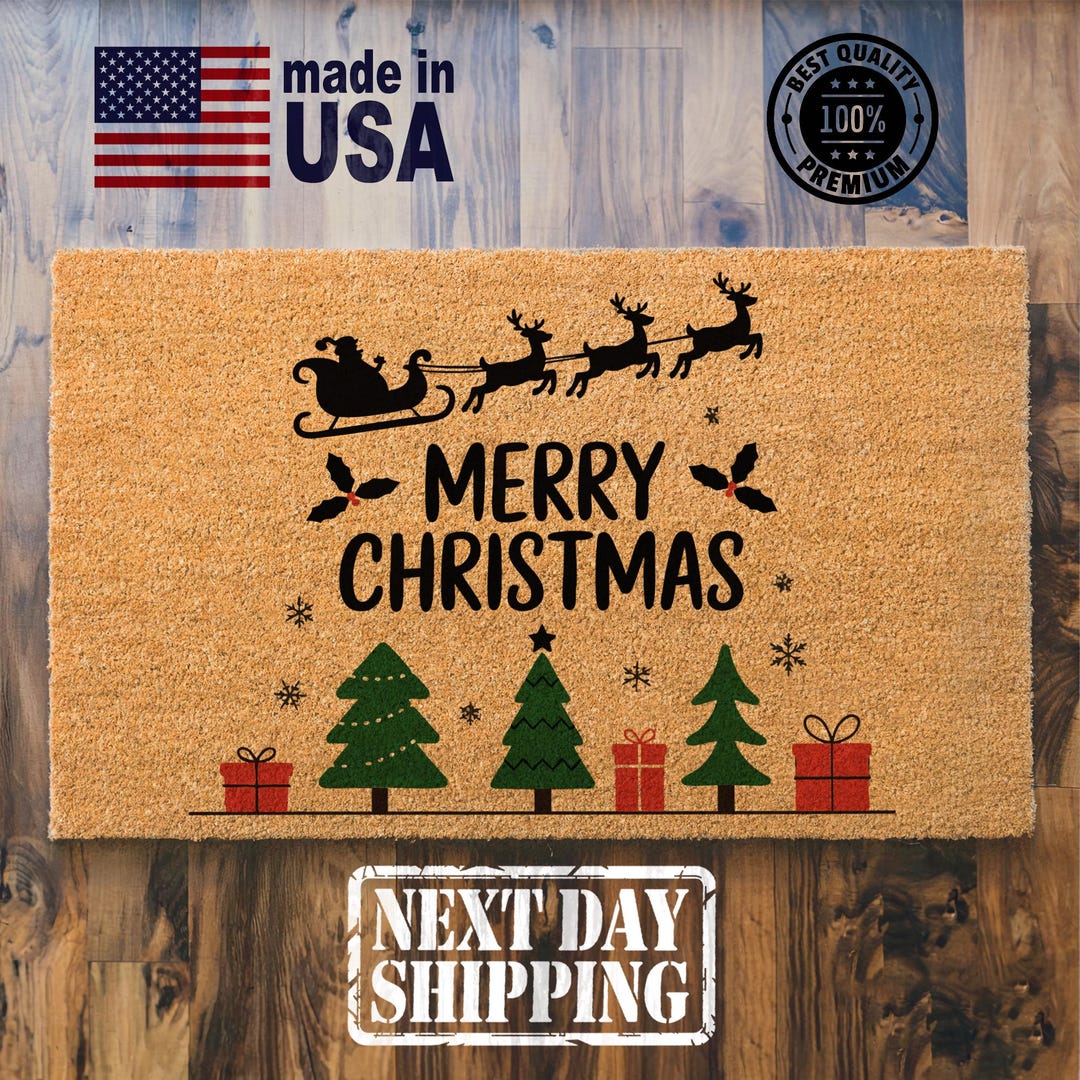 Merry Christmas Doormat, Christmas Santa Doormat, Festive Holiday ...