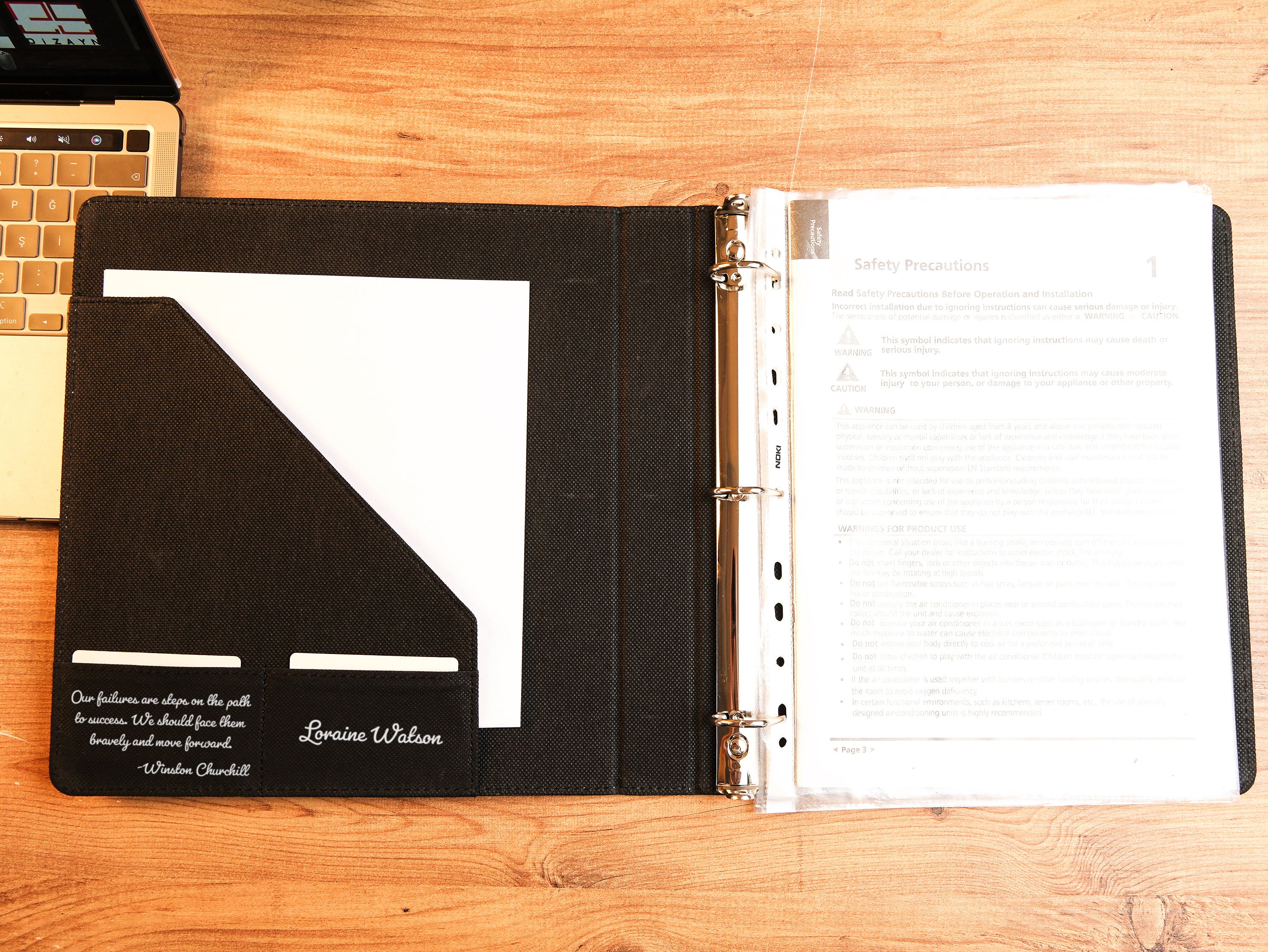 Custom Company Logo Binder, Personalized Binder, Leather Binder, 3-ring ...