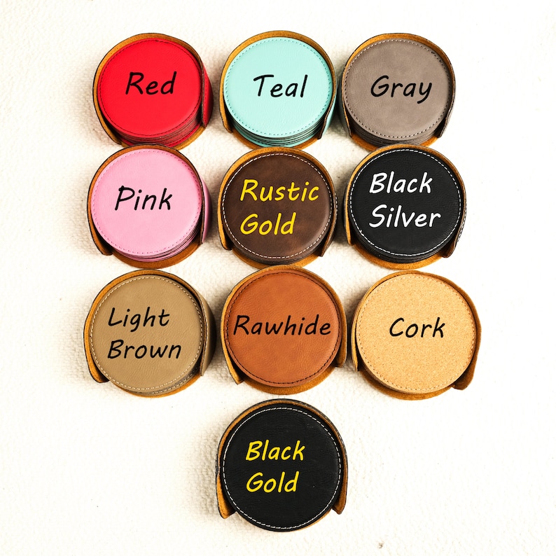 Custom Company Logo Leather Coaster, Personalized Coaster, Handmade ...
