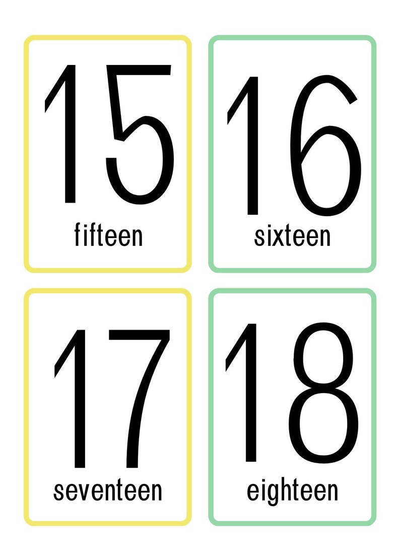 Number Flash Cards 11 to 20 - Etsy