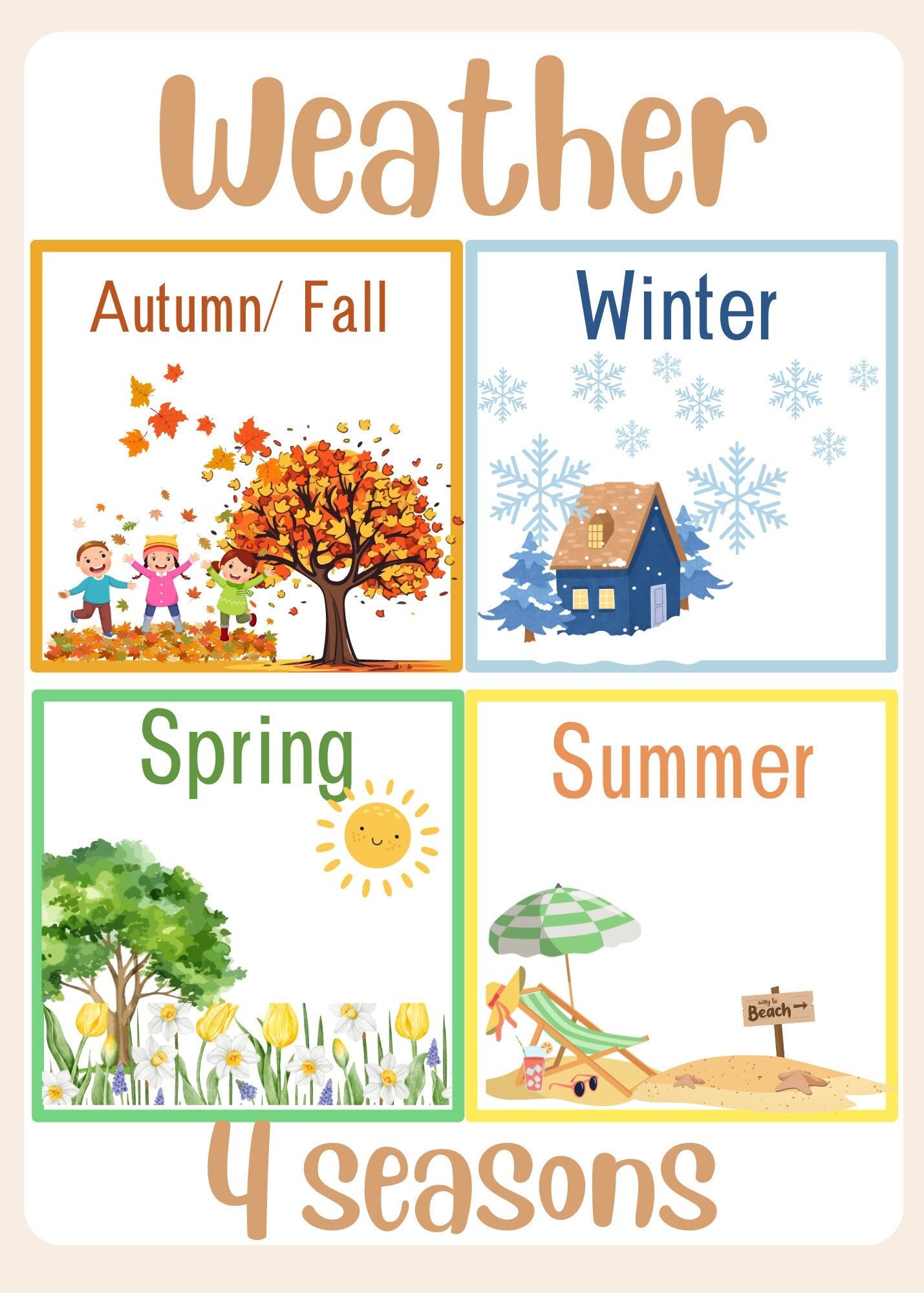 The Four Seasons: Chart/card 5 Pages - Etsy