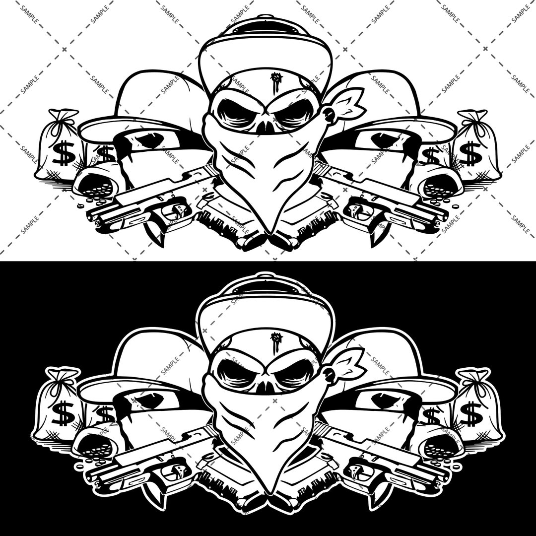 Gangster Thug Skull SVG PNG Transparent Background - Etsy