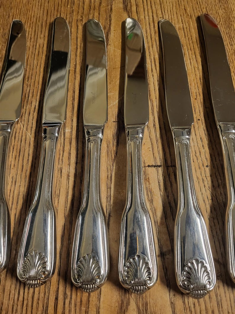 Vintage Towle London England Silverplate Shell Dinner Knives Set of 8 ...