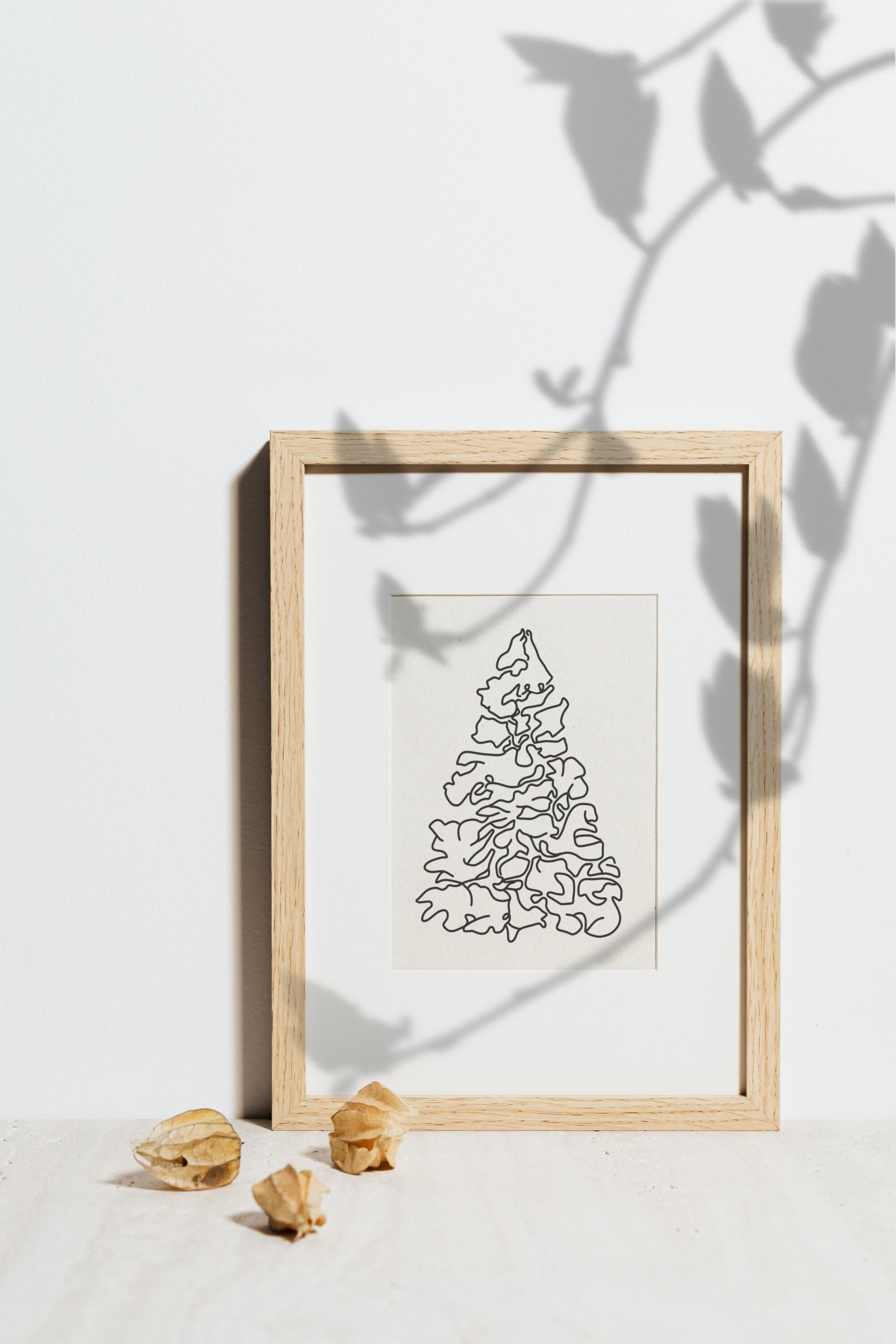 Cedar Tree Simple Line Art , Cedar Tree Print, Botanical Line Art Print ...