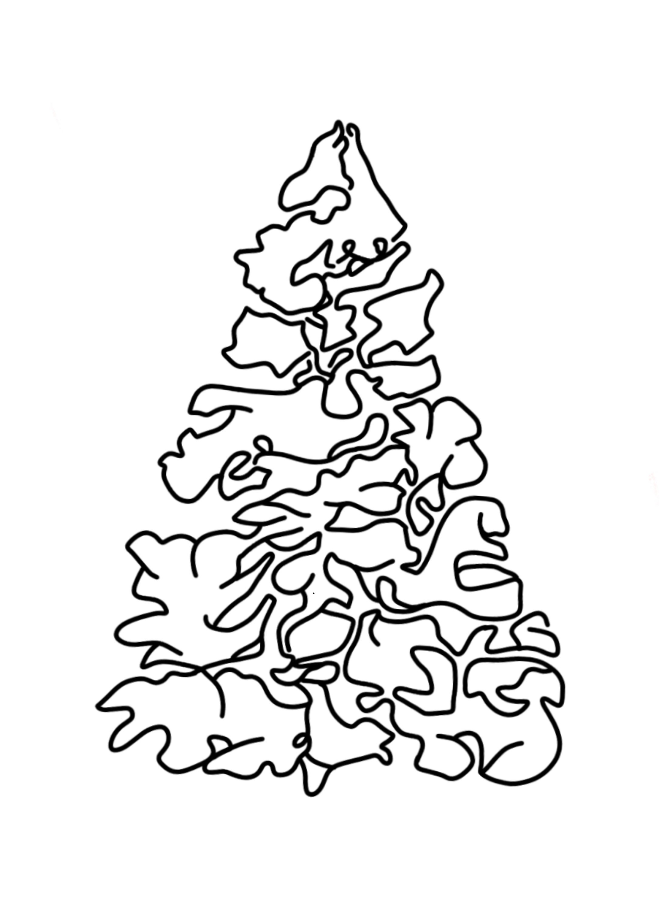 Cedar Tree Simple Line Art , Cedar Tree Print, Botanical Line Art Print ...