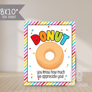 Colorful Donut Teacher Appreciation Printable Sign - Instant Download ...