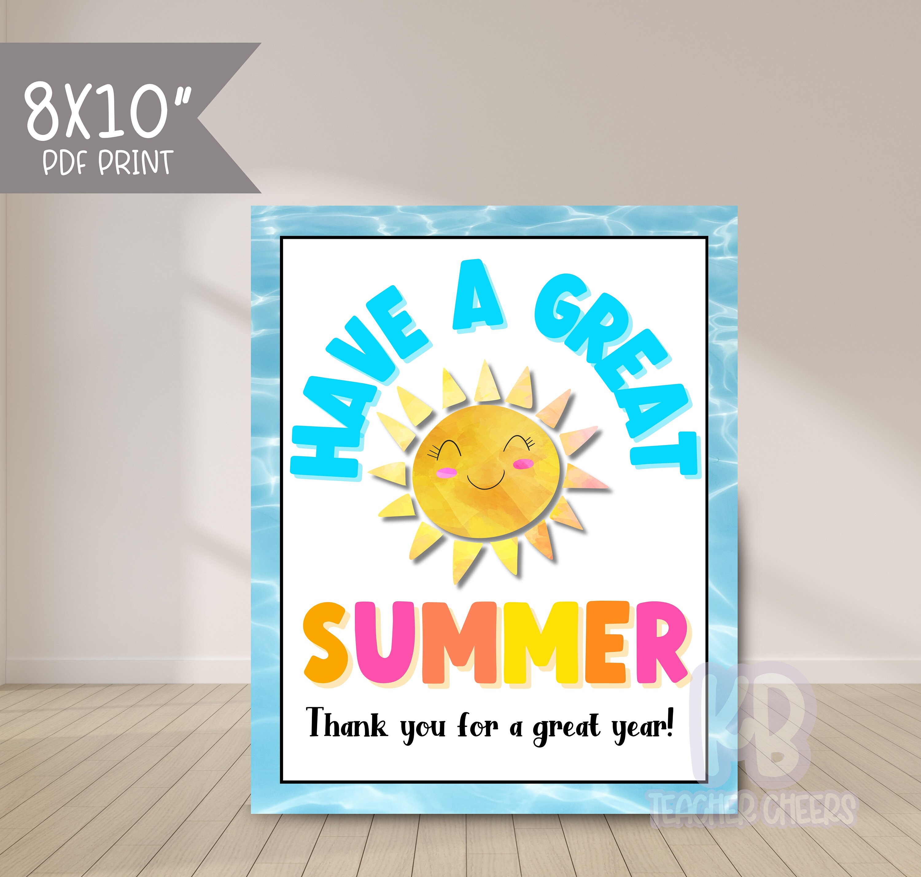 Summer Teacher Appreciation Sign - Easy Teacher, Staff, Educator ...