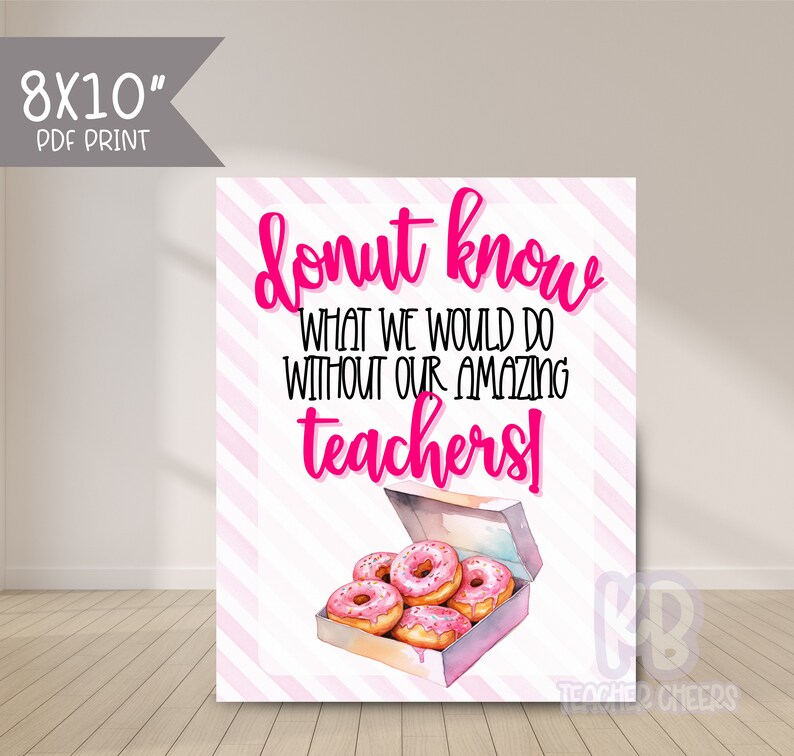 Brunch Teacher Appreciation Printable Bundle - Donut Sign - Gift for ...
