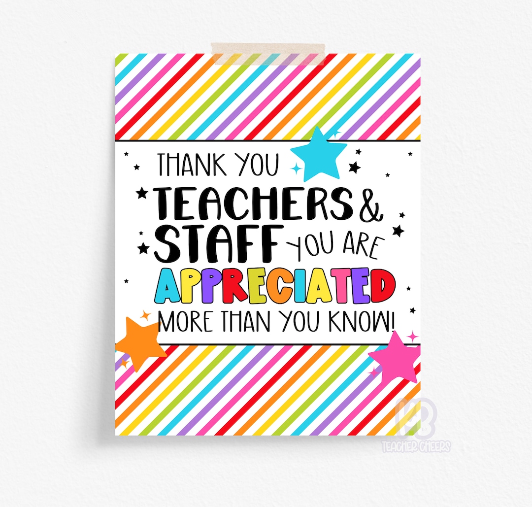 Rainbow Teacher and Staff Appreciation Week Printable Sign - Instant ...