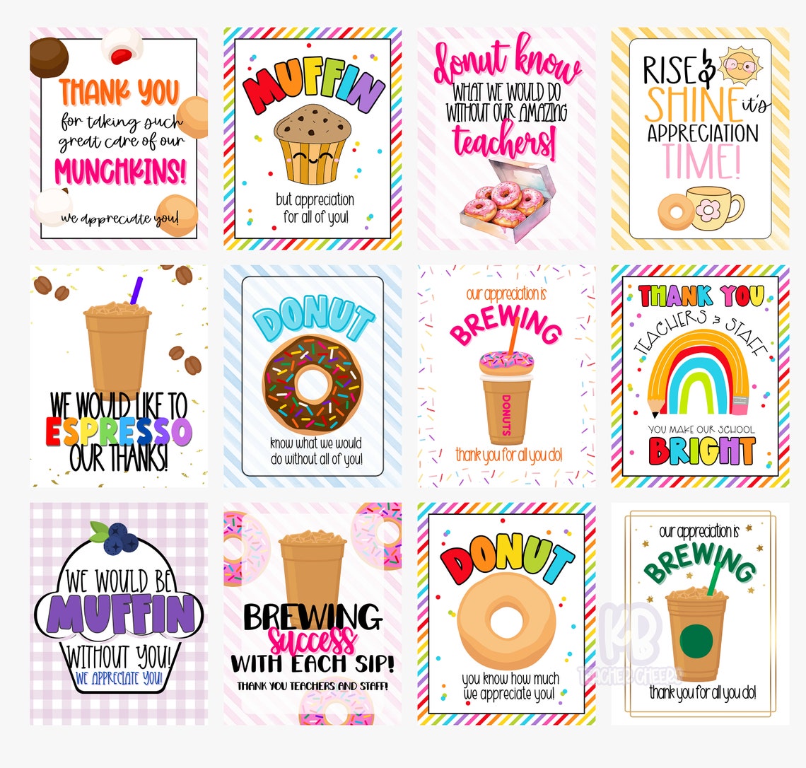 Brunch Teacher Appreciation Printable Bundle - Donut Sign - Gift for ...