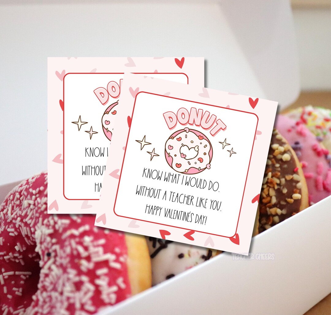 Donut Valentine Teacher Gift Tag | Teacher Appreciation Coffee Tag ...
